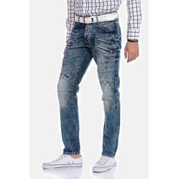 Cipo & Baxx 5-Pocket-Jeans CIPO & BAXX "Jeans", Herren, Gr. 30, Länge 34, blau, 100% Baumwolle, unifarben, Basic, regular fit lang, Jeans, mit markanten Ziernähten, CD-510