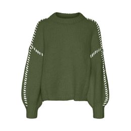 Véro Moda Rundhalspullover VERO MODA "VMFENG LS O-NECK PULLOVER GA BOO" Gr. L (40), grün (cypress detail:with birch) Damen Pullover