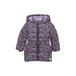 Outdoorjacke s.Oliver JUNIOR Gr. 128, blau (navy aop) Mädchen Jacken mit All-Over Print und Kapuze