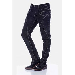 Cipo & Baxx 5-Pocket-Jeans CIPO & BAXX "Jeans" Gr. 28, Länge 32, schwarz, Herren, 98% Baumwolle;2% Elasthan, unifarben, Jeans, mit extravaganten Teilungsnähten, CD288