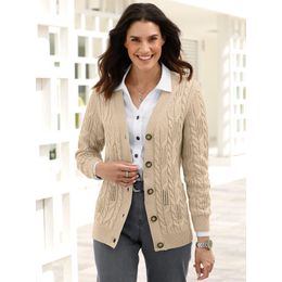 Strickjacke Inspirationen Gr. 52, beige (sand) Damen Strickjacken