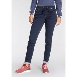 Jogg Pants Kangaroos Gr. 36, N-Gr, blau (schwarz, rinsed), Damen, Denim/Jeans, Obermaterial: 59% Baumwolle, 40% Polyester, 1% Elasthan, Jeans Jogg Jeans Treggings, entspannte Passform, weite Beinform