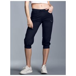 Jerseyhose TRIGEMA "TRIGEMA Hüfthose mit Kristallsteinen" Gr. L, US-Größen, blau (navy), Damen, 100% Baumwolle, Hosen