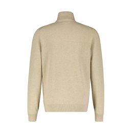 Strickpullover Lerros "Lerros Flachstrick-Troyer mit Reißverschlusskragen" Gr. L, beige (tender melange) Herren Pullover