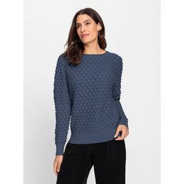 Rundhalspullover Inspirationen "Pullover" Gr. 38, blau (rauchblau) Damen Pullover