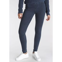 Jeansjeggings Arizona "360 Grad Elastisch", Damen, Gr. 34, N-Gr, blau (dunkelblau washed), Denim/Jeans, Obermaterial: 72% Baumwolle, 22% Polyester, 6% Elasthan, Basic, extraeng lang, Jeans, extra-eng geschnittene Beinform, hohe Leibhöhe