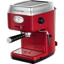 Russell Hobbs Siebträger Retro Espressomaschine Rot + 2 Tasseinsätzen + Wassertank+ Milchschaumdüse