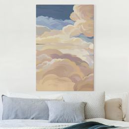 Bilderwelten Leinwandbild originell modern Kunstdruck beige - Handgemaltes Wolkenmeer in Pastell - Himmel XXL Kinderzimmer Baby M&auml;dchen Jungen