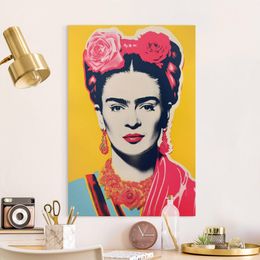 Bilderwelten Leinwandbild Digital Art Kunstdruck gelb - Fotocollage Frida - Wandbild XXL Wohnzimmer Schlafzimmer