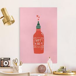 Bilderwelten Leinwandbild Spr&uuml;che Pop Art Kunstdruck rot - Hot AF Chilli - Spr&uuml;che XXL Wohnzimmer Schlafzimmer