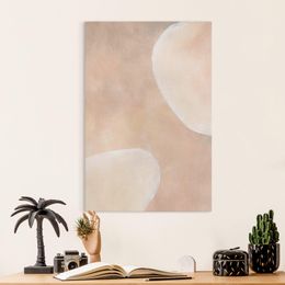 Bilderwelten Leinwandbild originell Abstrakt Kunstdruck beige - Kreisformen in Altrosa - Wandbild XXL Wohnzimmer Schlafzimmer