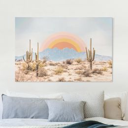 Bilderwelten Leinwandbild Natur Fotomontage Kunstdruck bunt - Sonnenuntergang Collage - Berg XXL Wohnzimmer Schlafzimmer