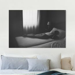 Bilderwelten Leinwandbild Vintage Kunstdruck schwarz weiss - R&uuml;ckenakt in Schwarz-Wei&szlig; - Retro XXL Wohnzimmer Schlafzimmer