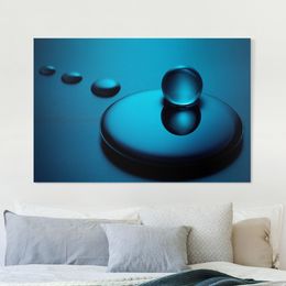 Bilderwelten Leinwandbild Spirituell modern Kunstdruck blau - Wassertropfen auf Wasser - Energiebilder XXL Wohnzimmer Schlafzimmer