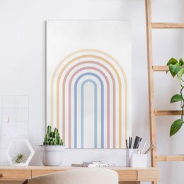 Bilderwelten Leinwandbild modern Aquarell pastell - Pastell Regenbogen - Regenbogen XXL Kinderzimmer Baby M&auml;dchen Jungen