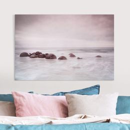 Bilderwelten Leinwandbild Strand maritim Kunstdruck rosa - Rosa Meerblick - Meerblick XXL Wohnzimmer Schlafzimmer