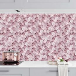 Küchenrückwand Aquarell Fischschuppen Fliesen Rosa