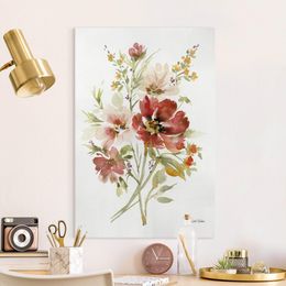 Bilderwelten Leinwandbild Blumen Abstrakt Kunstdruck gr&uuml;n - Herbststrau&szlig; - Wandbild XXL Wohnzimmer Schlafzimmer