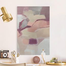 Bilderwelten Leinwandbild originell Abstrakt Kunstdruck pastell - Malvenfarbene Facetten - Wandbild XXL Wohnzimmer Schlafzimmer