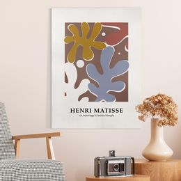 Bilderwelten Leinwandbild originell modern Kunstdruck braun - Matisse Hommage - Formen mit Punkten - Wandbild XXL Wohnzimmer Schlafzimmer