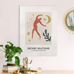 Bilderwelten Leinwandbild originell modern Kunstdruck beige - Matisse Hommage - Sternentanz - Wandbild XXL Wohnzimmer Schlafzimmer