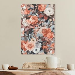 Bilderwelten Leinwandbild Blumen modern Kunstdruck bunt - Illustriertes Blumenmeer - Wandbild XXL Wohnzimmer Schlafzimmer
