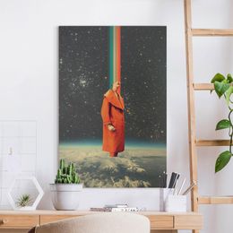 Bilderwelten Leinwandbild originell Fotomontage Kunstdruck schwarz - Weltraum Regenbogen Portr&auml;t - Wandbild XXL Wohnzimmer Schlafzimmer