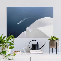 Bilderwelten Leinwandbild Strand modern Kunstdruck pastell - Griechischer Ausblick - Griechenland XXL Wohnzimmer Schlafzimmer