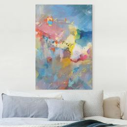 Bilderwelten Leinwandbild originell Abstrakt Kunstdruck bunt - Pastell-Explosion - Wandbild XXL Wohnzimmer Schlafzimmer