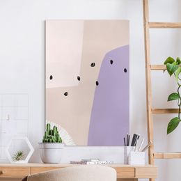 Bilderwelten Leinwandbild originell Abstrakt Kunstdruck pastell - Collage in Pastel mit schwarzen Punkten - Wandbild XXL Wohnzimmer Schlafzimmer