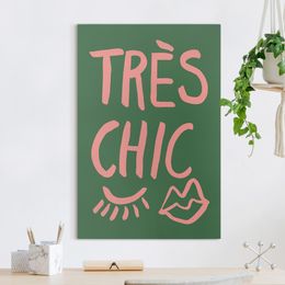 Bilderwelten Leinwandbild Buchstaben & Zahlen Pop Art Kunstdruck gr&uuml;n - Tr&egrave;s Chic - Wandbild XXL Wohnzimmer Schlafzimmer