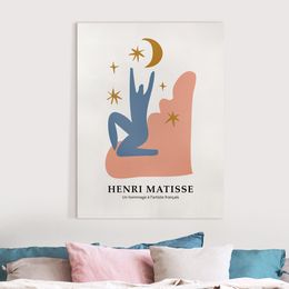 Bilderwelten Leinwandbild originell modern Kunstdruck blau - Matisse Hommage - Sterne - Wandbild XXL Wohnzimmer Schlafzimmer