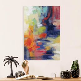 Bilderwelten Leinwandbild Kyōto Abstrakt Lila Farben bunt Wandbild bis XXL Print Aquarell Kunstdruck Wohnzimmer Schlafzimmer K&uuml;che B&uuml;ro
