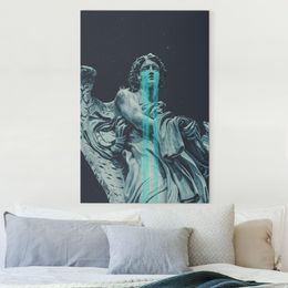 Bilderwelten Leinwandbild originell Fotomontage Kunstdruck blau - Digitale Tr&auml;nen - Wandbild XXL Wohnzimmer Schlafzimmer