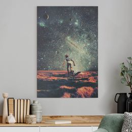 Bilderwelten Leinwandbild originell Fotomontage Kunstdruck bunt - Galaktische Nostalgie - Wandbild XXL Wohnzimmer Schlafzimmer