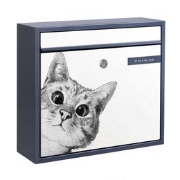 Briefkasten mit eigenem Text Illustration Katze Zeichnung Schwarz Weiß