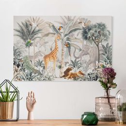 Bilderwelten Leinwandbild Natur Vintage Kunstdruck beige - Jungle Jive - africa XXL Kinderzimmer Baby M&auml;dchen Jungen