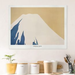 Bilderwelten Leinwandbild Holzschnitt Fujiyama - Wandbild bis XXL Print Vintage Wohnzimmer Schlafzimmer K&uuml;che