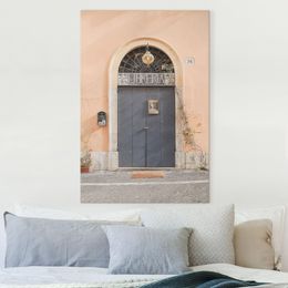 Bilderwelten Leinwandbild Vintage Kunstdruck rosa - Bibliothek in Italien - Retro XXL Wohnzimmer Schlafzimmer