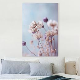 Bilderwelten Leinwandbild Blumen Vintage Kunstdruck beige - Trockenblumen Nahaufnahme - Gr&auml;ser XXL Wohnzimmer Schlafzimmer