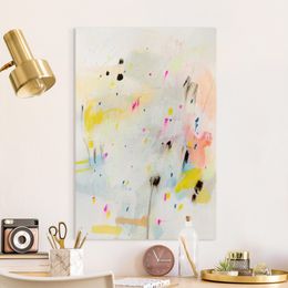 Bilderwelten Leinwandbild originell Abstrakt Kunstdruck bunt - Pastell Konfetti Ausbruch - Wandbild XXL Wohnzimmer Schlafzimmer