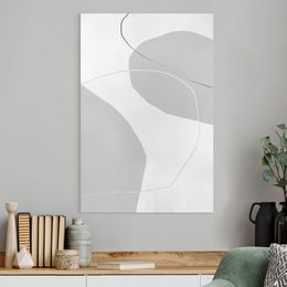 Bilderwelten Leinwandbild originell Abstrakt Kunstdruck grau - Steinformen und Linien - Wandbild XXL Wohnzimmer Schlafzimmer