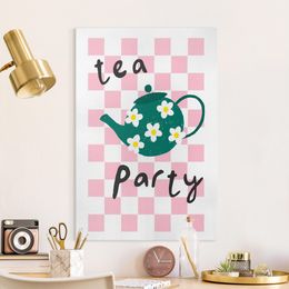 Bilderwelten Leinwandbild Vintage Kunstdruck rosa - Tea party - Retro XXL K&uuml;che