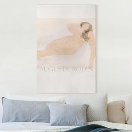 Bilderwelten Leinwandbild Akt Vintage Kunstdruck beige - Auguste Rodin - Frauenakt III - Erotik XXL Wohnzimmer Schlafzimmer
