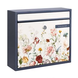 Briefkasten mit eigenem Text Rankende Blumen Aquarell