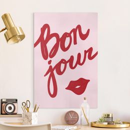 Leinwandbild Schriftzug Bonjour
