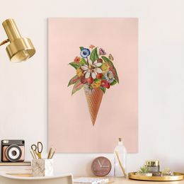 Bilderwelten Leinwandbild Vintage Kunstdruck rosa - Tropisches Eisbouquet - Retro XXL K&uuml;che