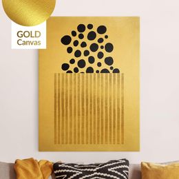 Bilderwelten Leinwandbild Gold Geometrische Punkte II - Wandbilder XXL Print Abstrakt Kunstdruck Muster Wohnzimmer Schlafzimmer Bad Badezimmer K&uuml;che Flur