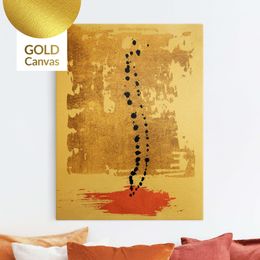 Leinwandbild Gold Abstrakte Formen - Gold und Rosa - Wandbilder XXL Print Kunstdruck Abstrakt Wohnzimmer Schlafzimmer Bad Badezimmer K&uuml;che Flur