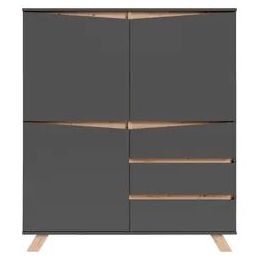 Highboard Inosign "Valentin" Sideboards Gr. B/H/T: 120cm x 137cm x 38cm, Anthrazit / Artisan Eiche, 3 St., grau (anthrazit) 3 Schubkästen und Türen, Breite 120cm in modernem Scandi - Design